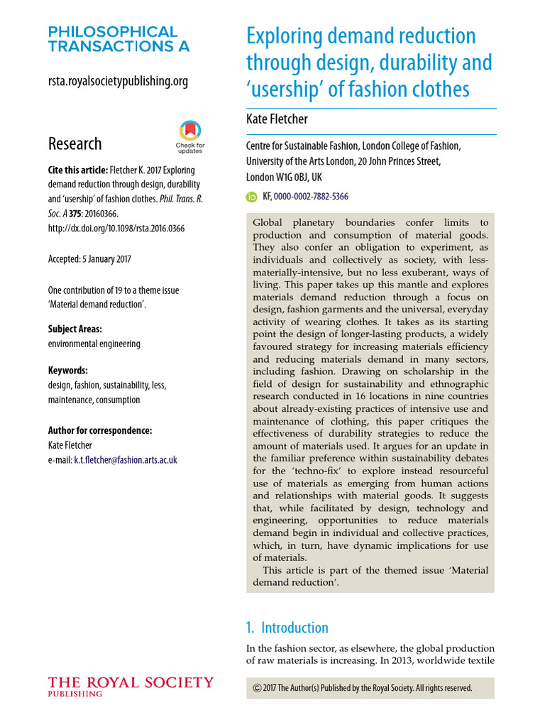 Exploring Demand Reduction Through Design, Durability and Usership' of ...