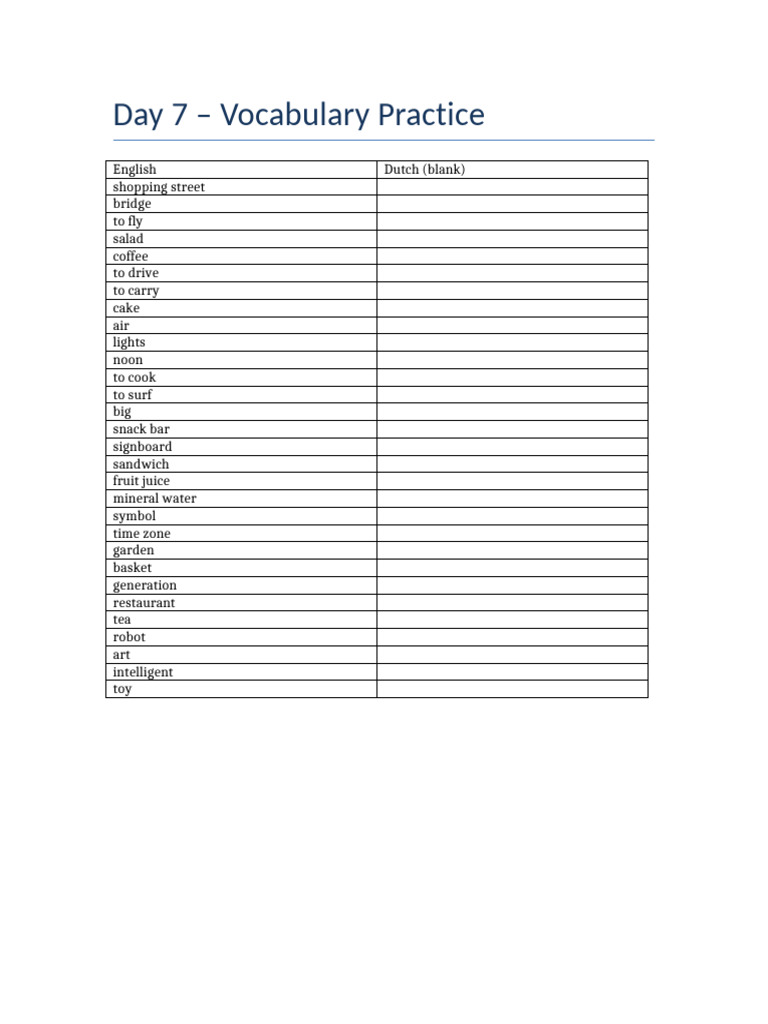 Dutch Day 7 Practice | PDF