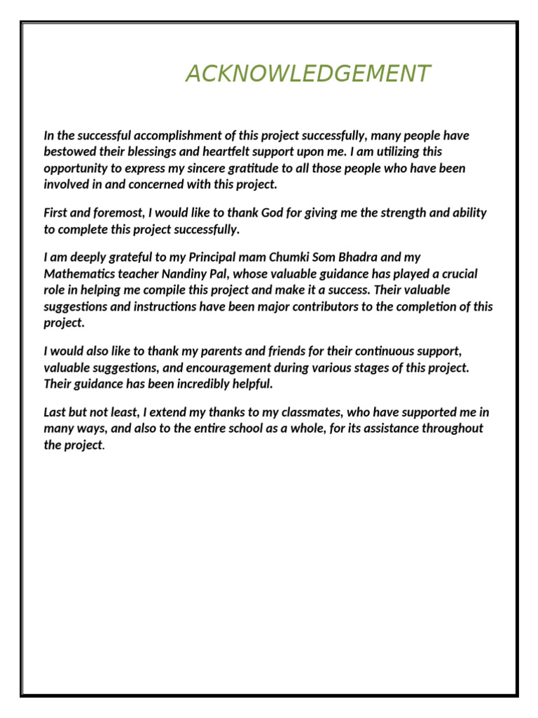 Acknowledgement of Project Support | PDF