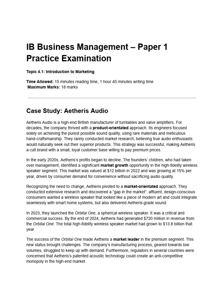 Aetheris Audio Marketing Case Study | PDF | Market (Economics ...