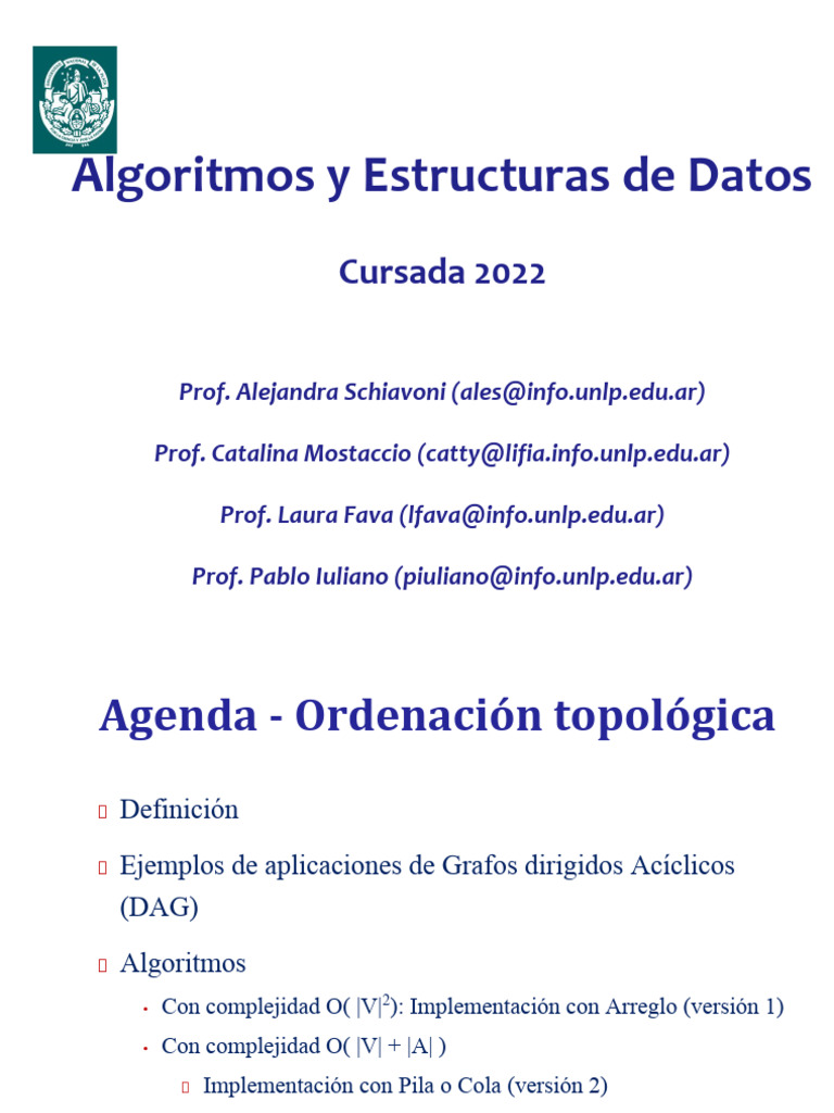 CLASE 16 - Grafos - Parte II Sort Topologico | PDF | Algoritmos ...