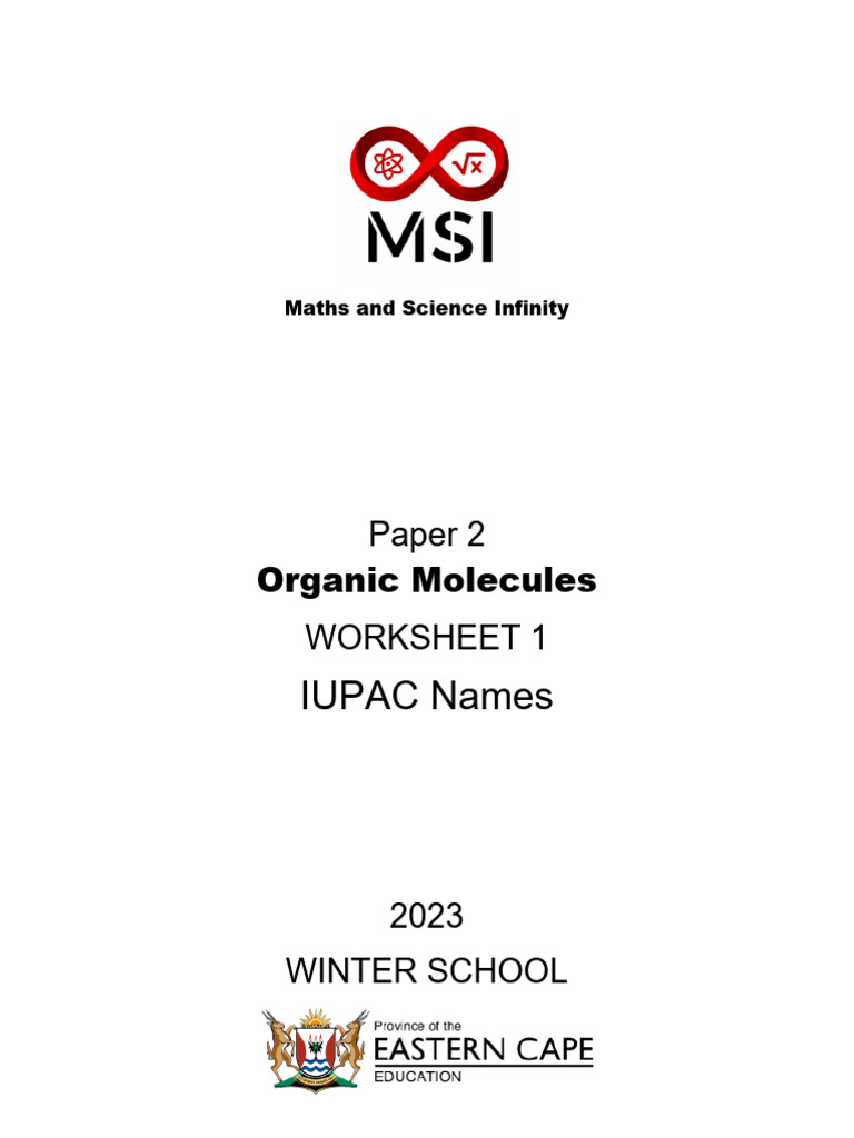 IUPAC Naming Worksheet for Organic Molecules | PDF | Molecules | Isomer