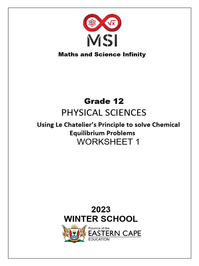 Le Chatelier's Principle Worksheet | PDF | Chemical Equilibrium ...