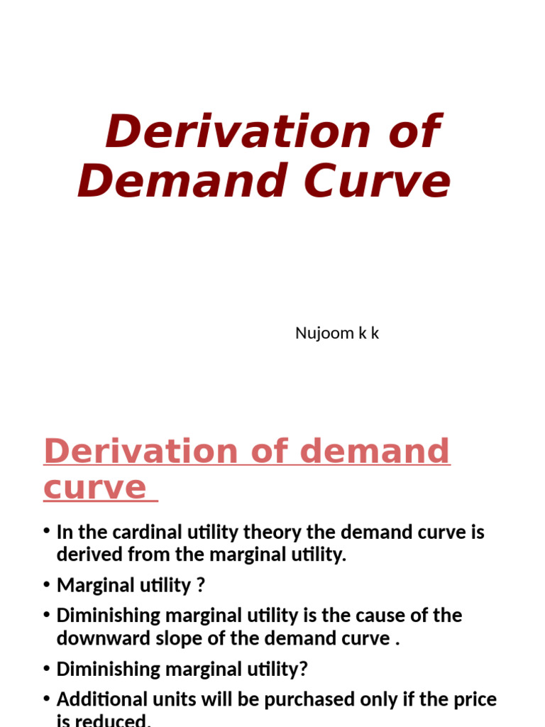 Demand Curve from Marginal Utility | PDF