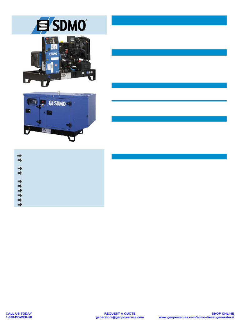 SDMO T16UM Diesel Generator Specs | PDF | Engines | Mechanical Engineering