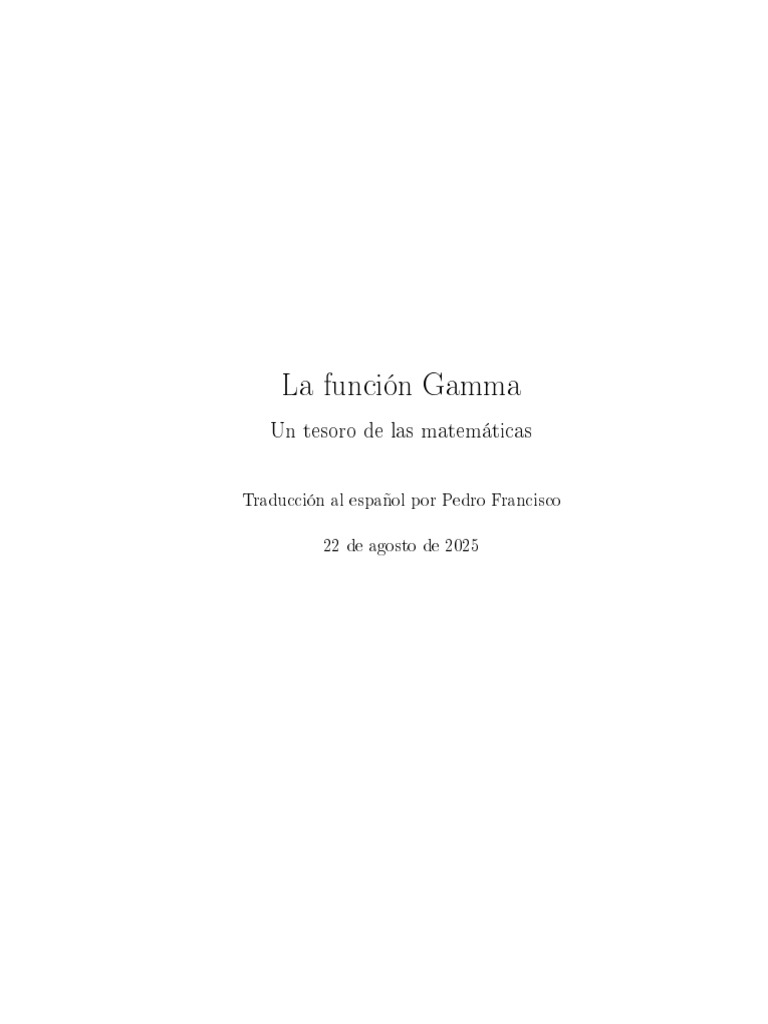 La Funcion Gamma | PDF | Número complejo | Leonhard Euler