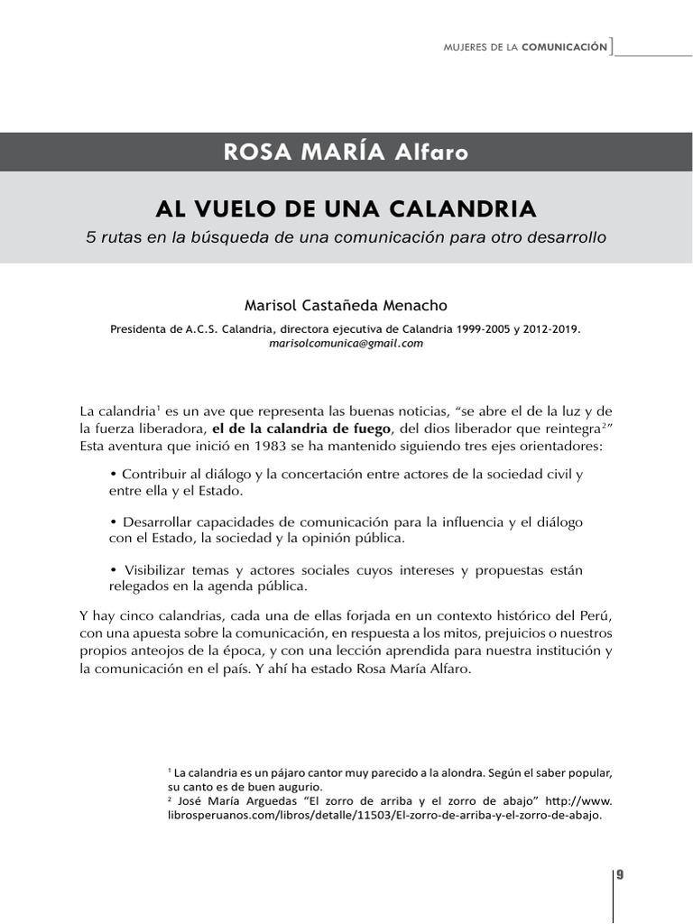 Rosa María Alfaro: Pionera en Comunicación | PDF | Democracia ...