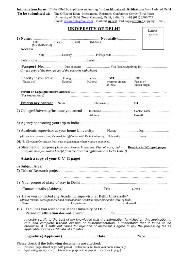 COA - Information Form | PDF | Government And Personhood