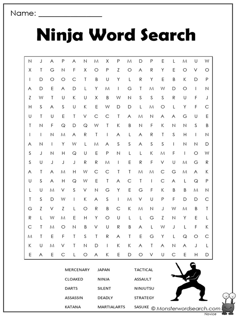 Ninja-Word-Search | PDF | Japanese Warriors | Ninja
