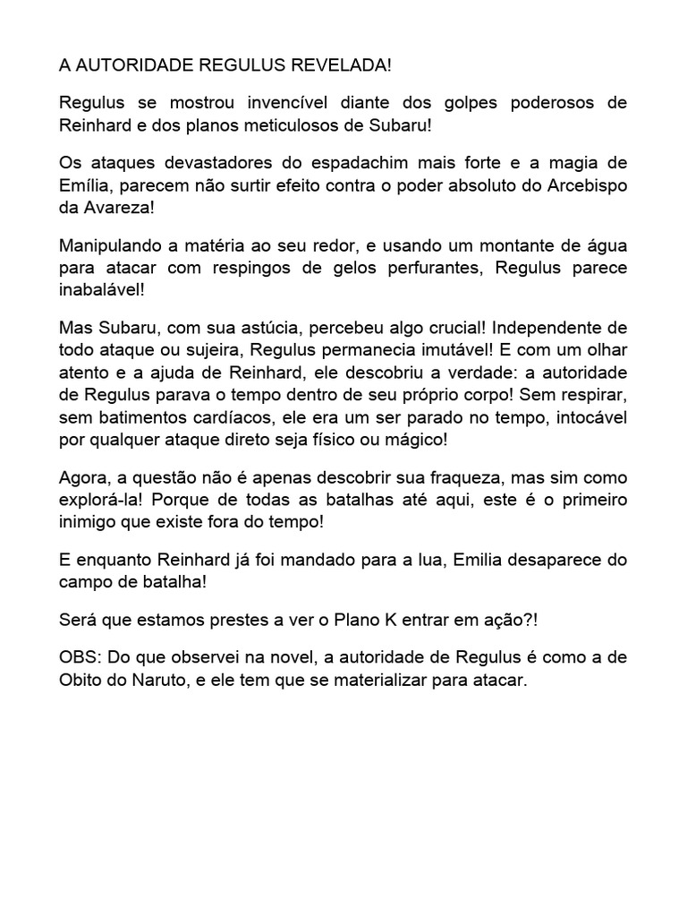 A Autoridade de Regulus Desvendada | PDF