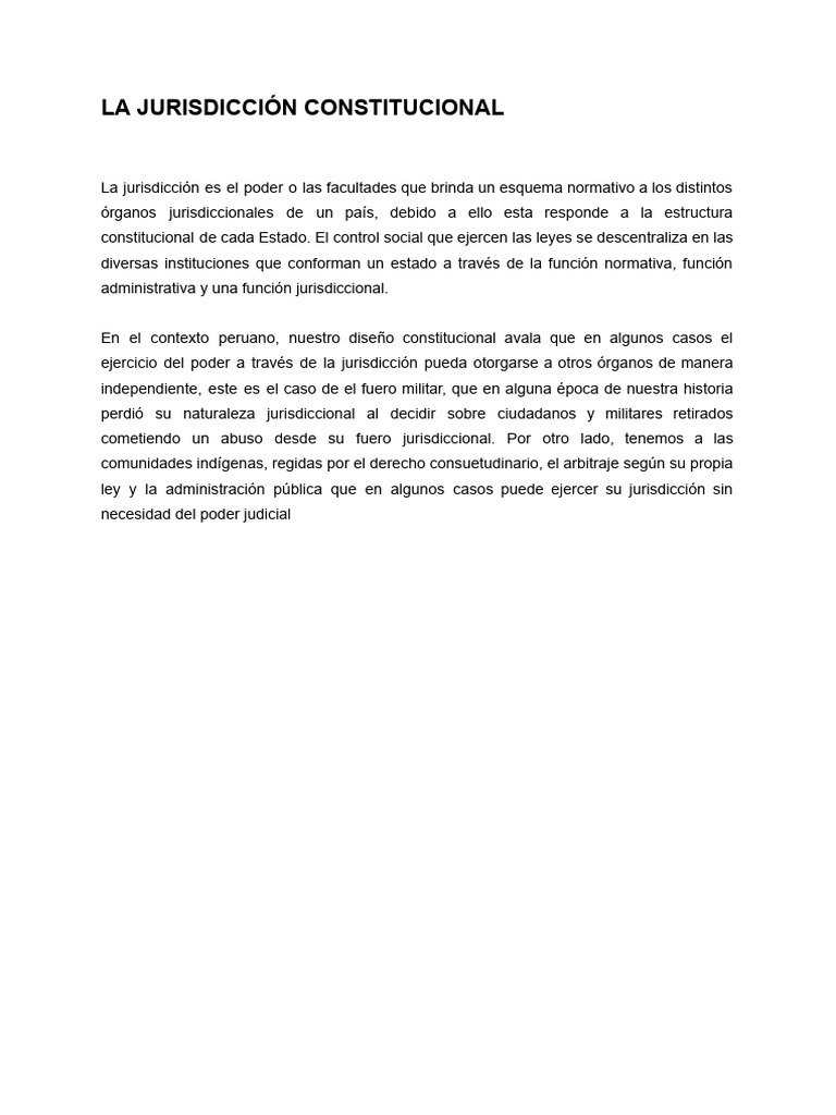 Jurisdicción Constitucional en Perú | PDF