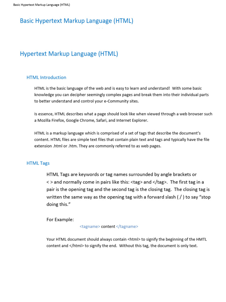 HTML Basics Material | PDF | Hyperlink | Html