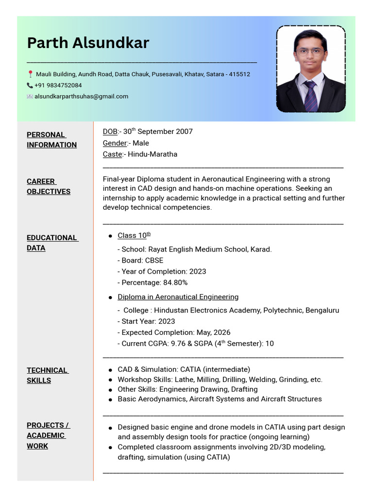 Parth Alsundkar RESUME-1 | PDF | Engineering | Learning
