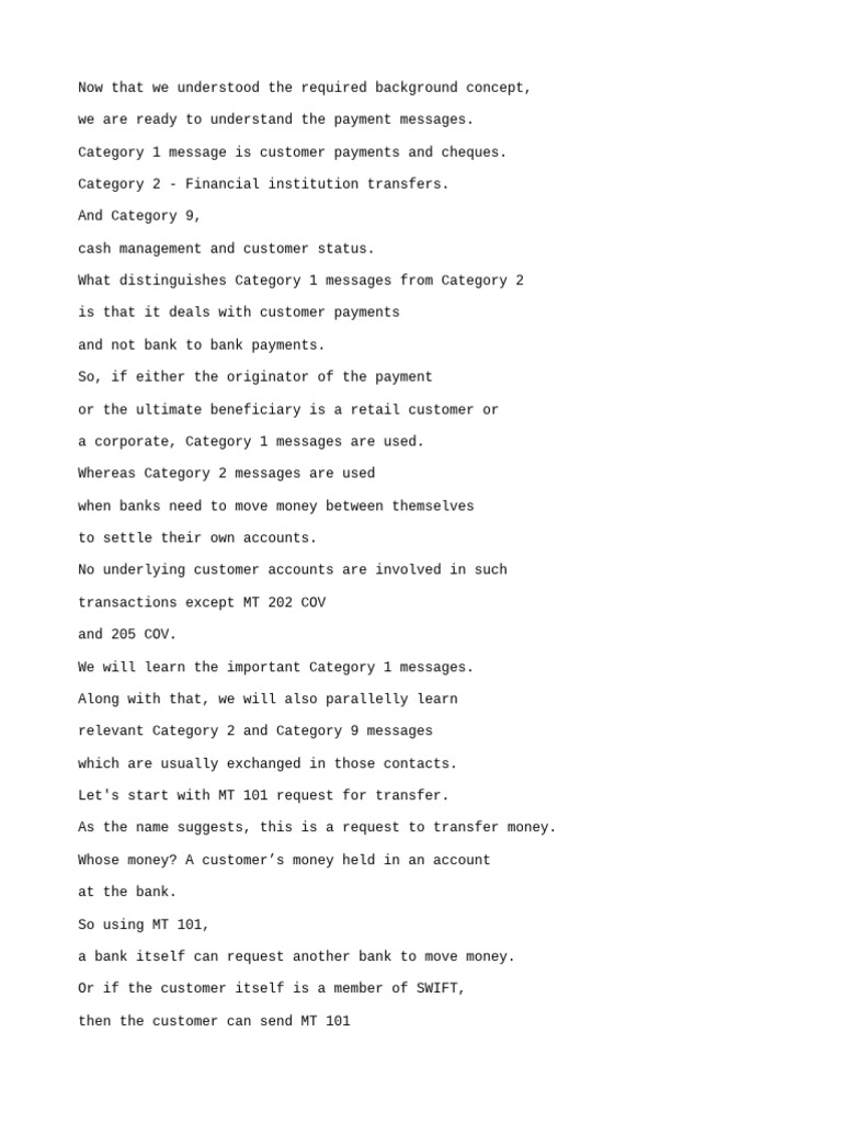 Cat 1 Messages With MT 103 Serial and Cover Methods | PDF | Banks ...
