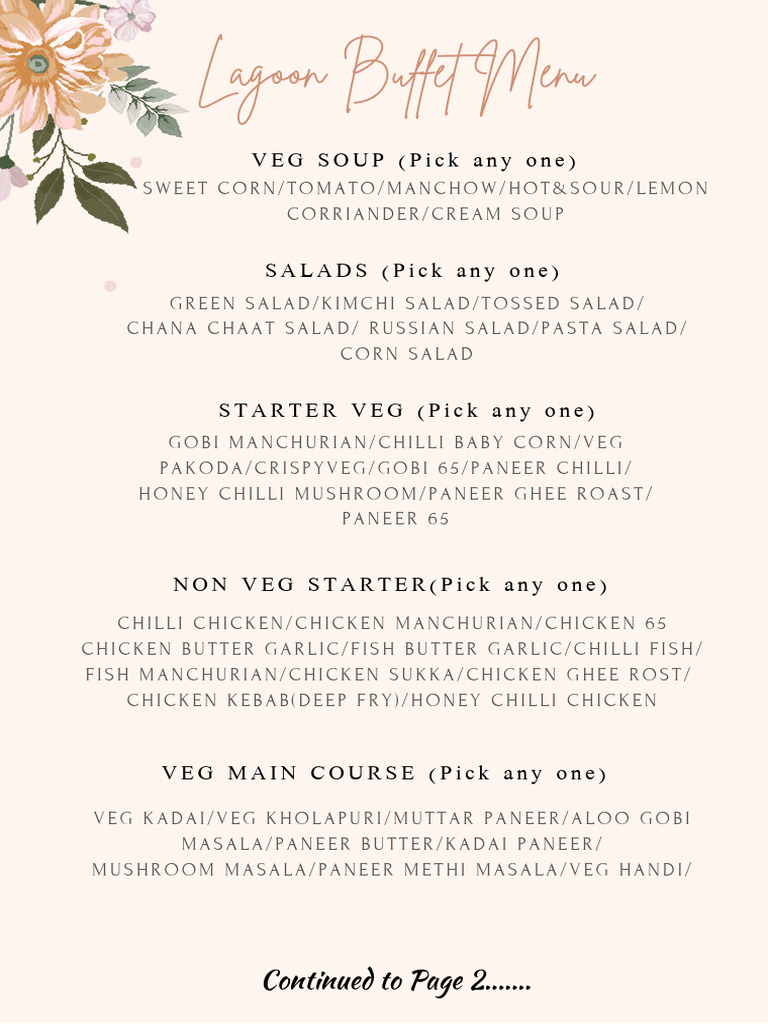 Lagoon Buffet Dayout Menu | PDF