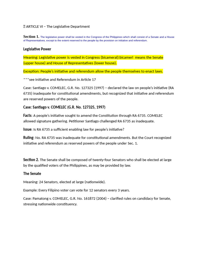 Article 6 Legislative Department | PDF | Appropriations Bill (United ...