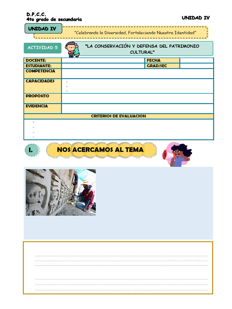 4° DPCC -ACTV.05-UNI.4 2025 | PDF | Patrimonio cultural | Perú