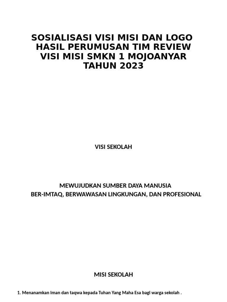 Sosialisasi Visi Misi Dan Logo | PDF