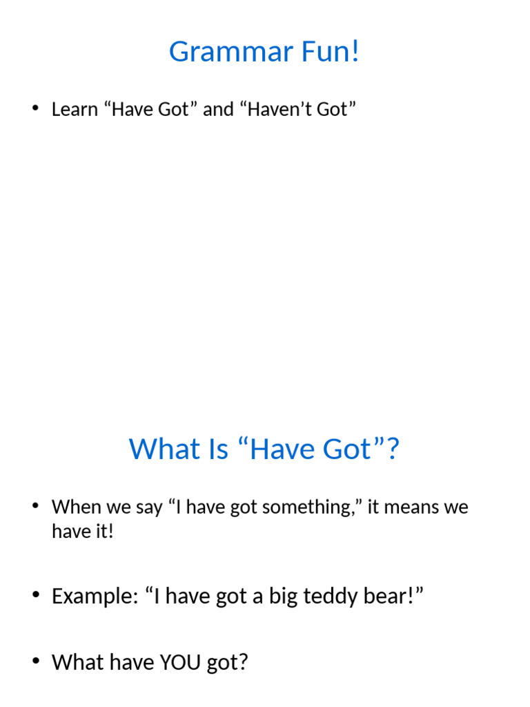 Grammar Have Got Presentation | PDF