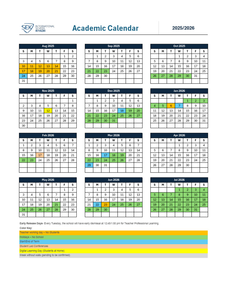 Academic Calendar 25-26 | PDF | Educational Stages | Higher Education