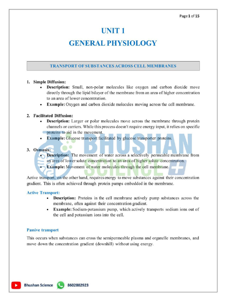 General Physiology - Basic Concept - (Physiology) - BY - MM-merge | PDF