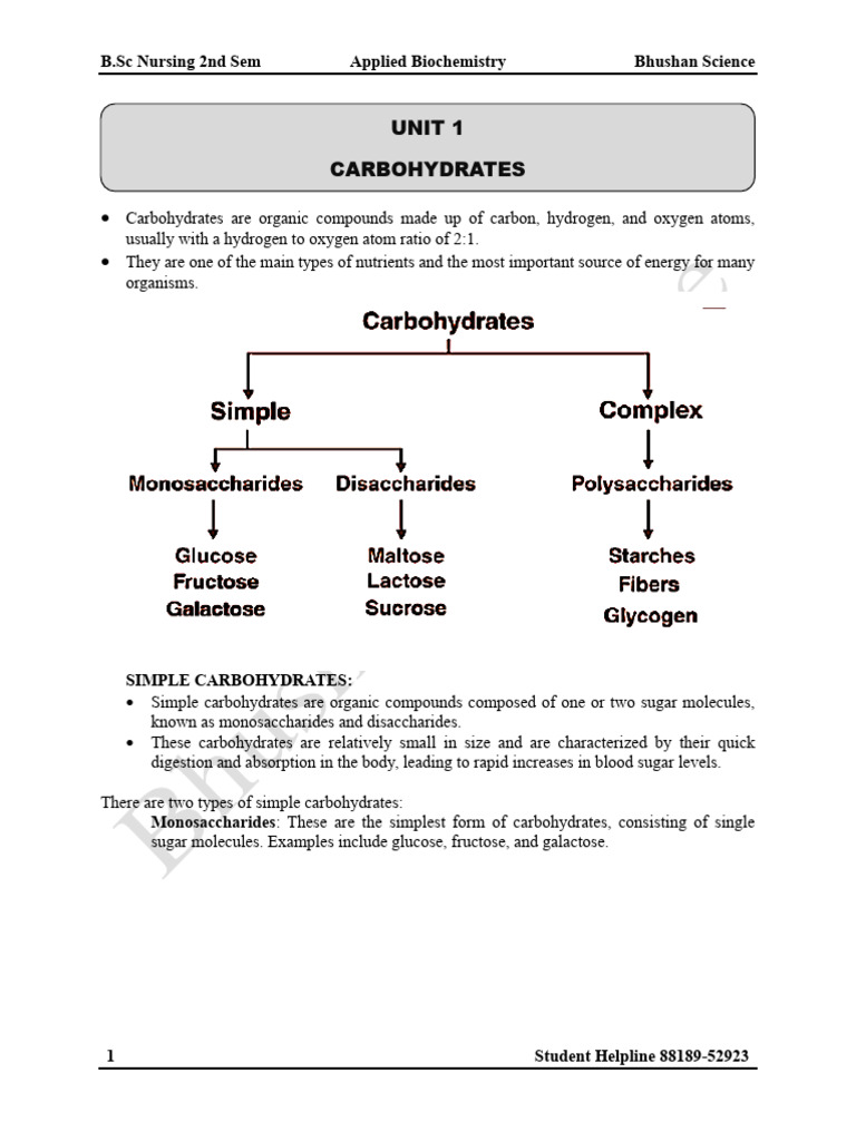 Carbohydrates in B.Sc Nursing Biochemistry | PDF | Diet & Nutrition ...