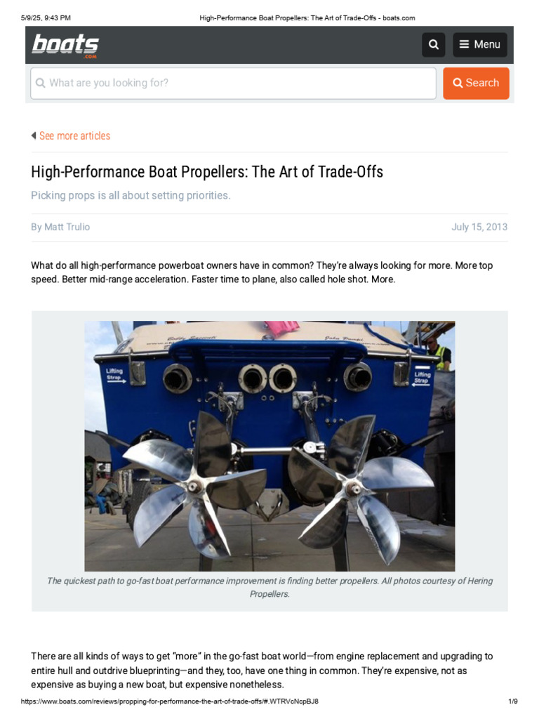 High-Performance Boat Propellers - The Art of Trade-Offs | PDF ...
