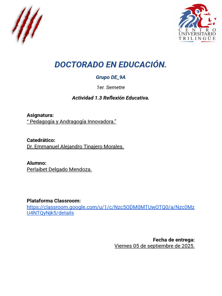 DEMP 1.3 Reflexión Educativa | PDF | Pedagogía | Maestros