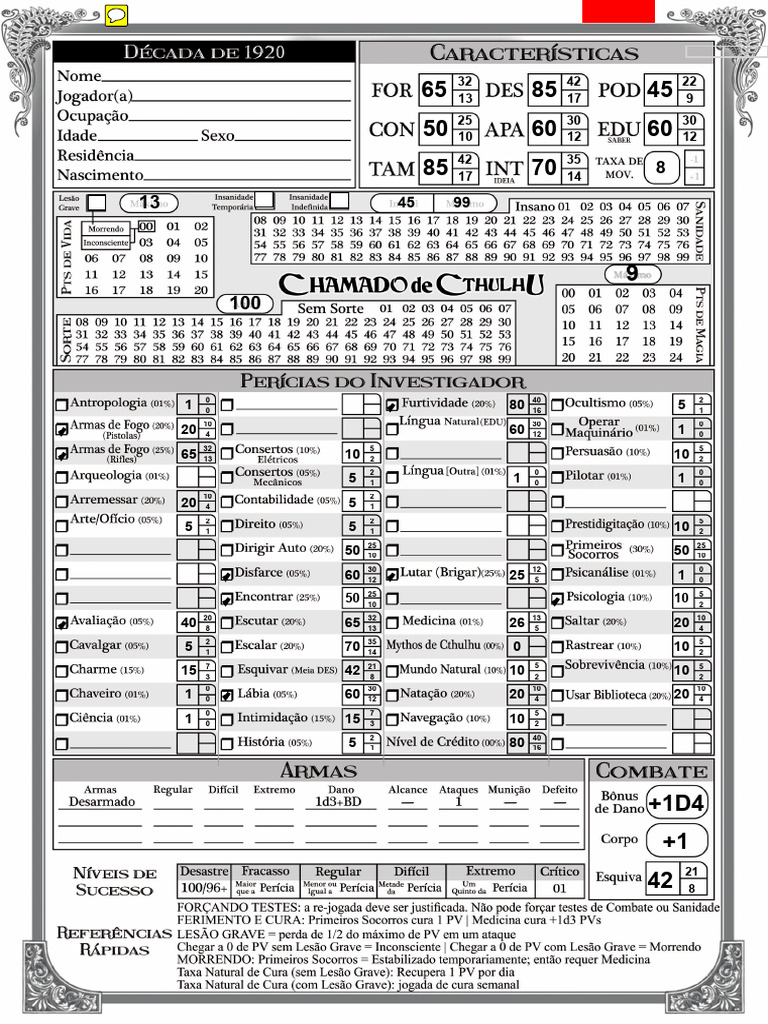 Cthulhu RPG Character Stats Guide | PDF