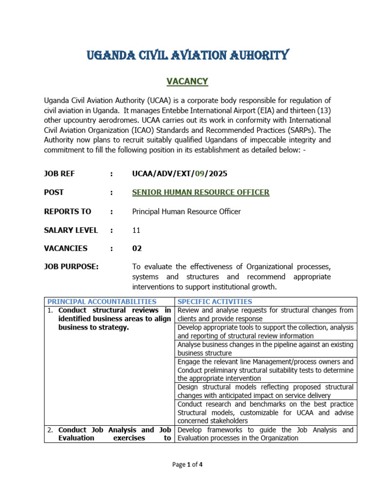 SENIOR HUMAN RESOURCE OFFICER Documents | PDF | Evaluation | Business