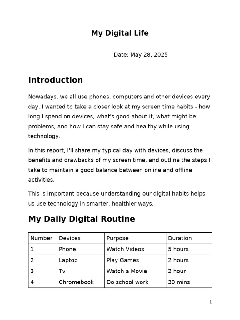 My Digital Life Report: Screen Time Insights | PDF