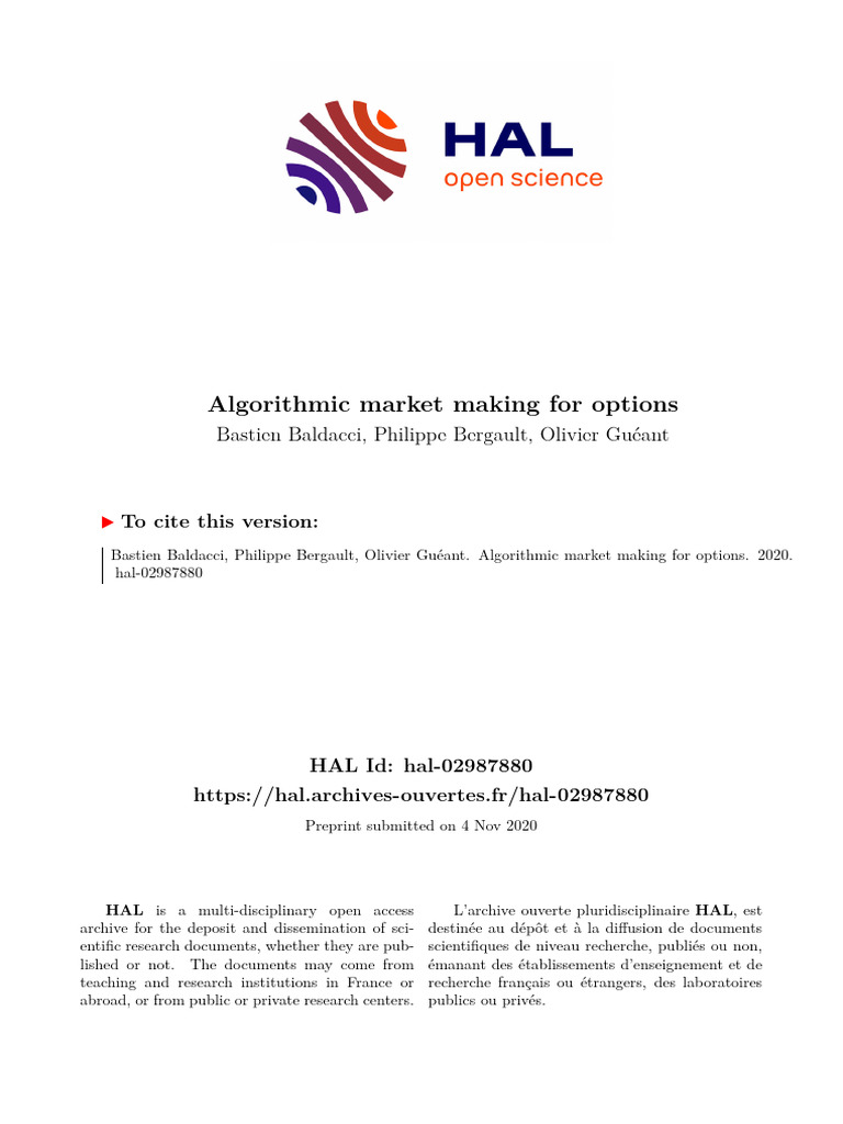 Algorithmic Market Making for Options | PDF | Option (Finance) | Greeks ...