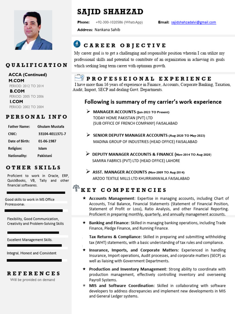 Resume of Sajid Shahzad Alvi | PDF | Inventory | Audit