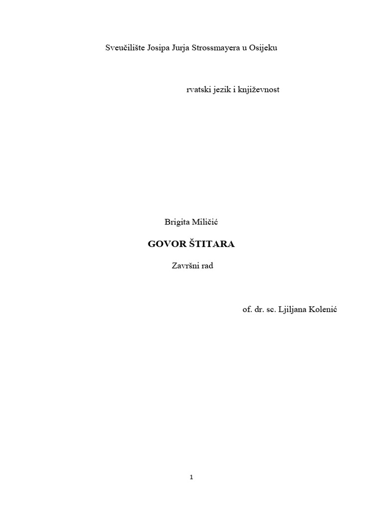 Miličić Brigita - Govor Štitara | PDF