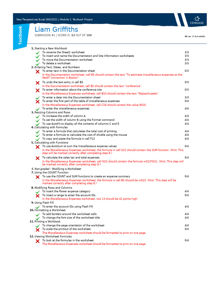 NP EX 1 Misc LiamGriffiths Report 1 | PDF | Worksheet
