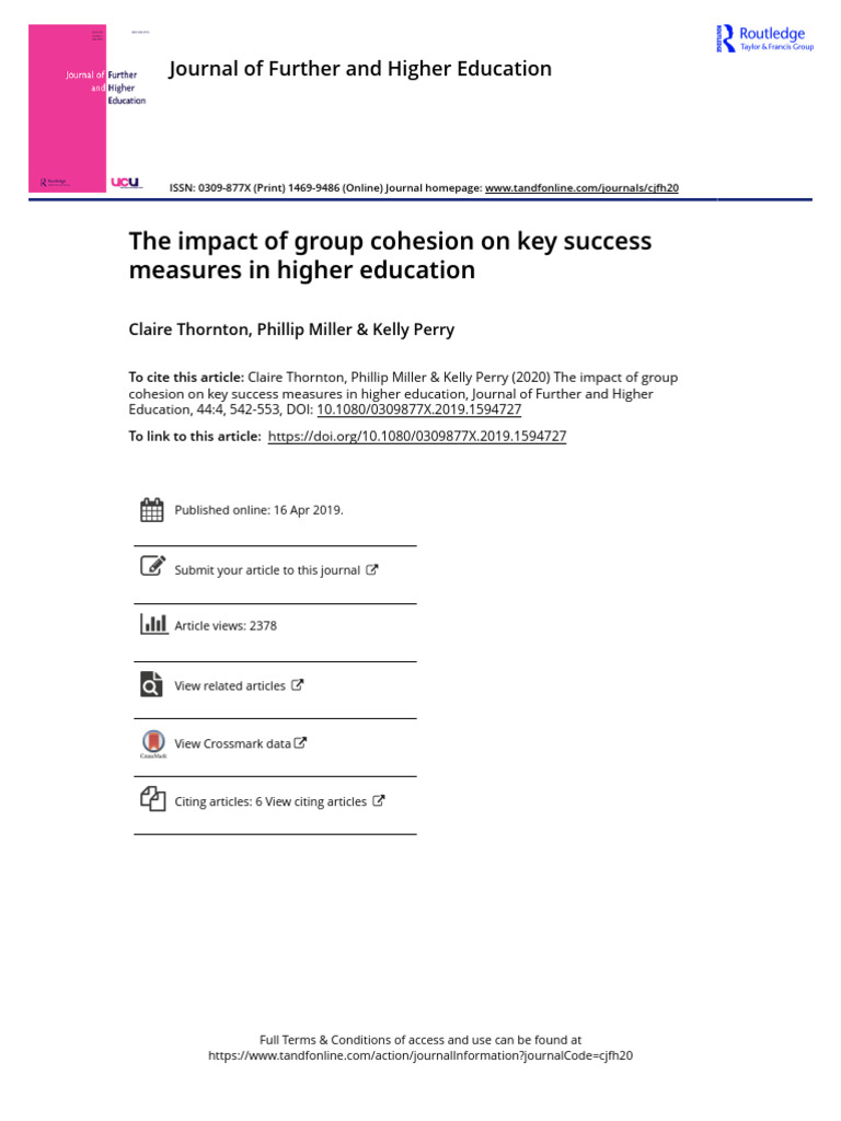 The Impact of Group Cohesion On Key Success Measures in Higher ...