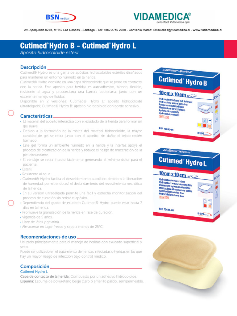 Apósitos Cutimed Hydro para heridas | PDF | Herida