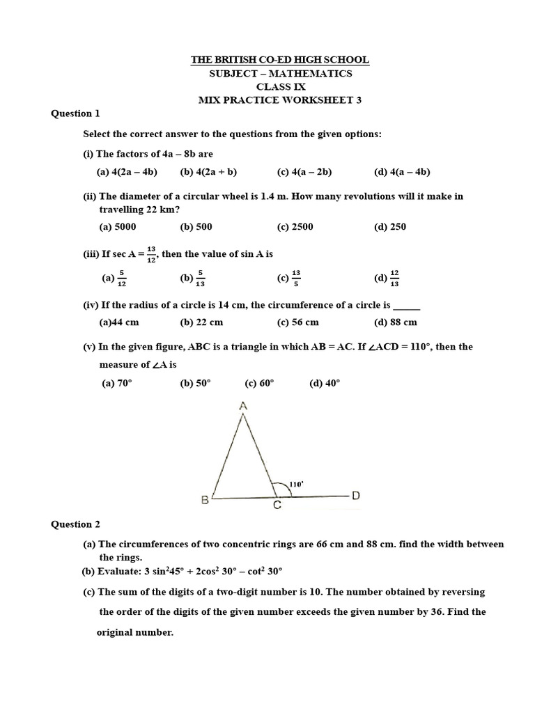 Mix Practice Worksheet 3 | PDF | Circle | Area