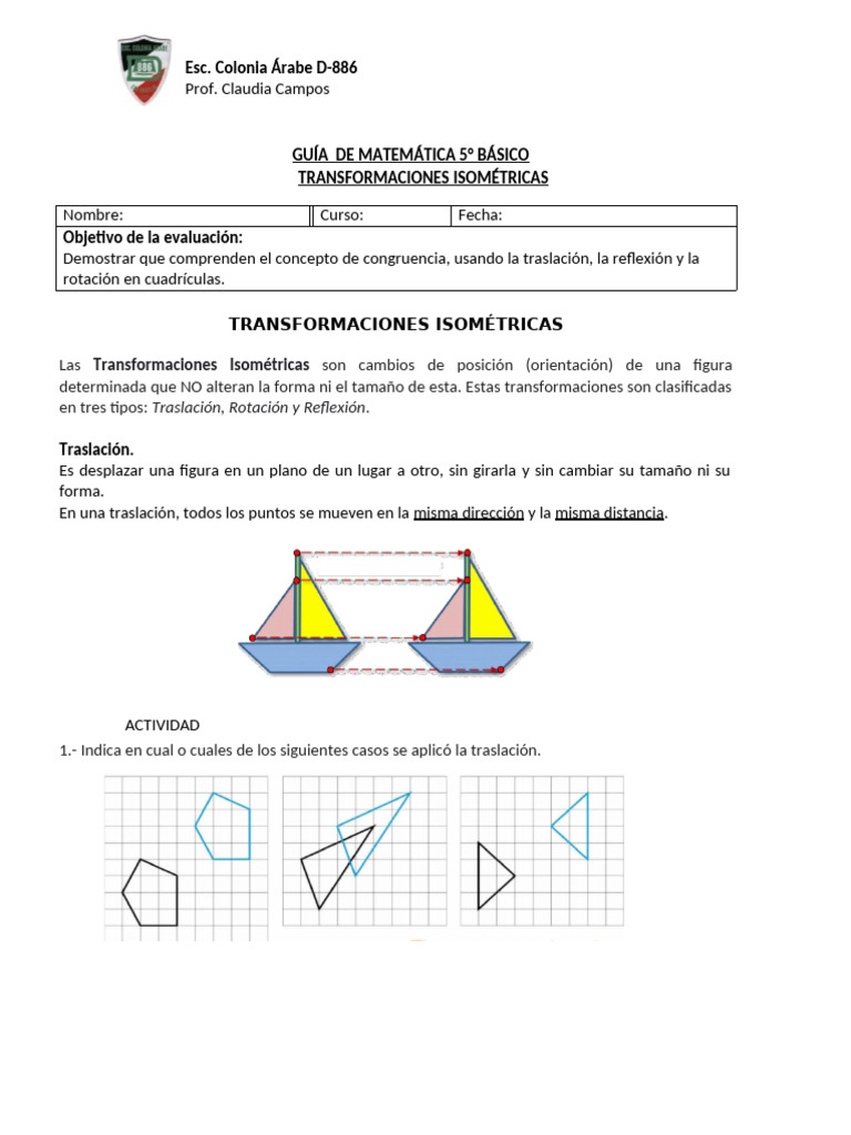 Transformaciones Isométricas en Matemáticas | PDF | Simetría | Física ...