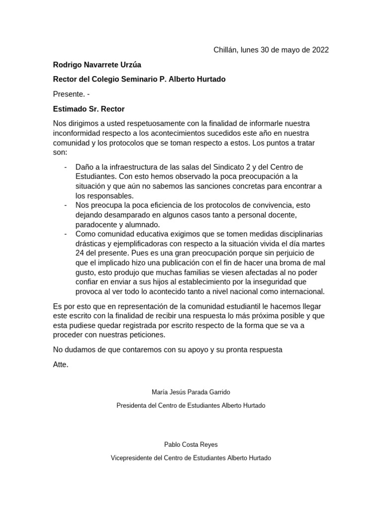 Carta Rector | PDF