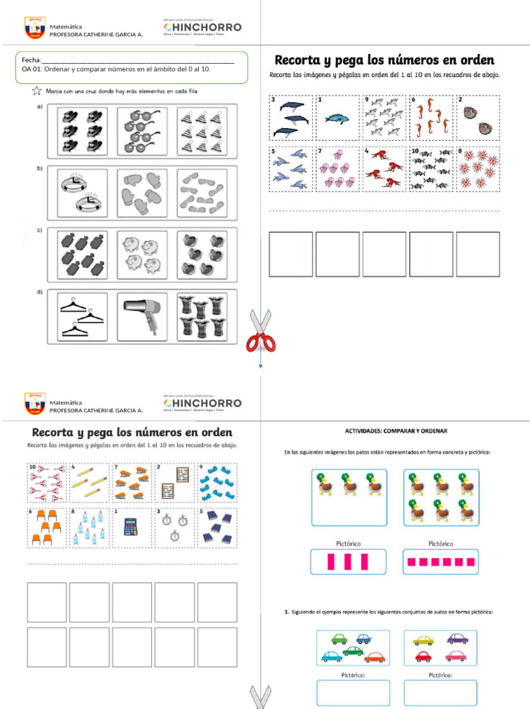Comparar y Ordenar Numeros Del 1 Al 10 | PDF