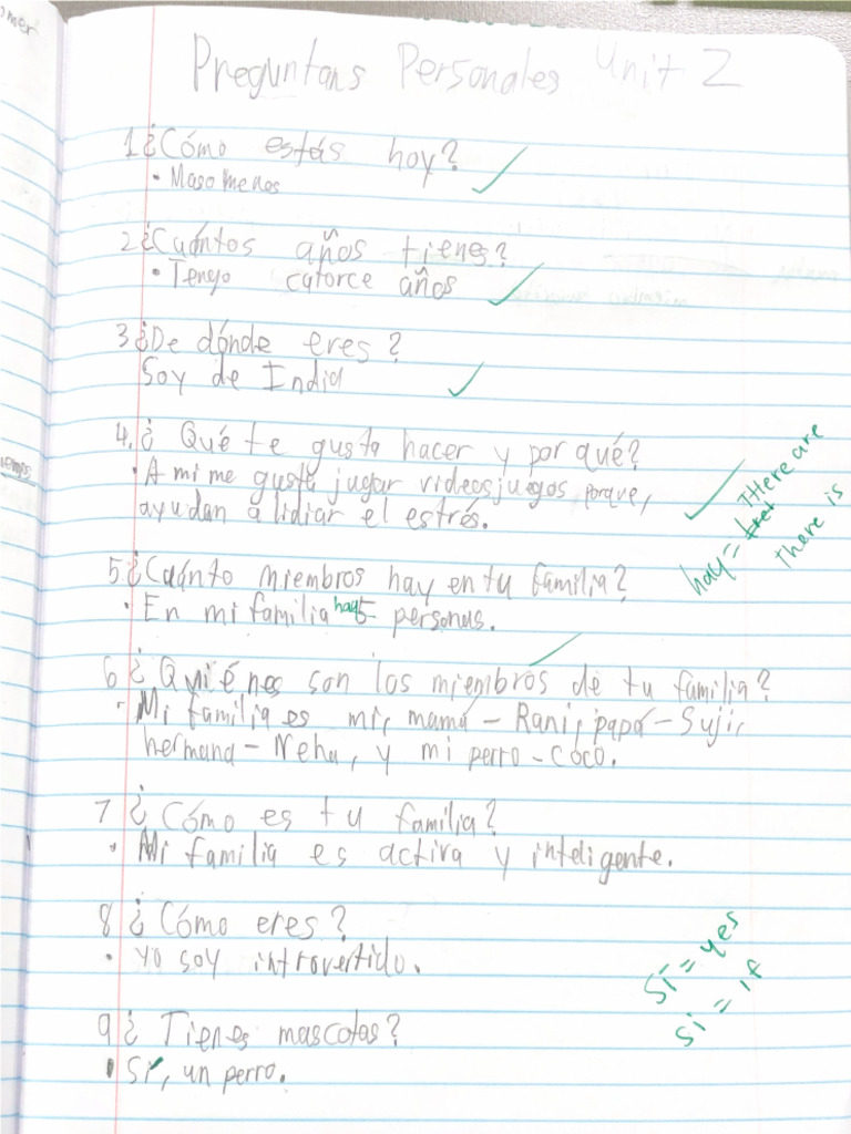 Preguntas Personales Unit 2 (Nov 1, 2024 at 9:22 AM) | PDF