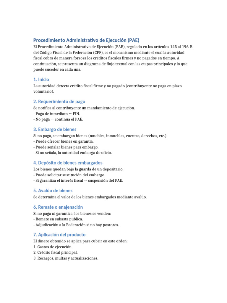 Procedimiento Administrativo Ejecucion PAE | PDF