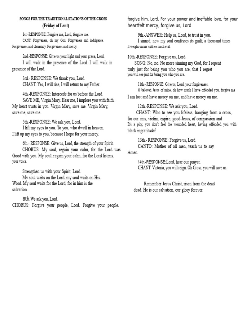 Songs for Stations of the Cross | PDF | Forgiveness | Mercy