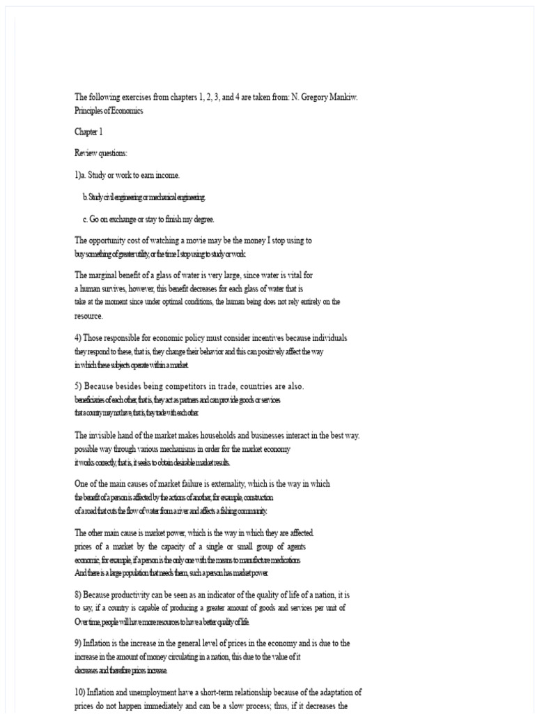 Economics Exercises: Opportunity Cost & Incentives | PDF | Economics ...