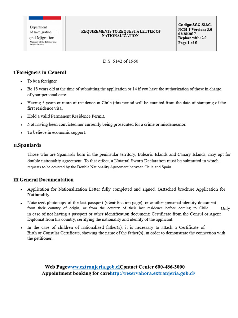 Chilean Citizenship Application Guide | PDF | Identity Document | Birth ...