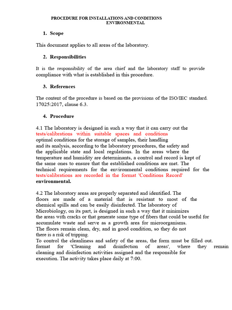 Laboratory Environmental Procedures Guide | PDF | Laboratories ...