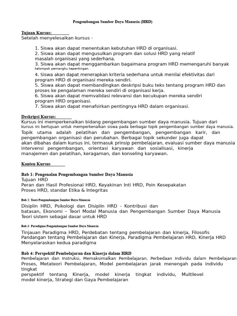 Silabus HRD | PDF