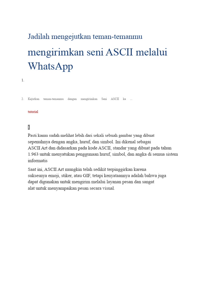 Cara Menulis Kode Seni ASCII Melalui WhatsApp | PDF
