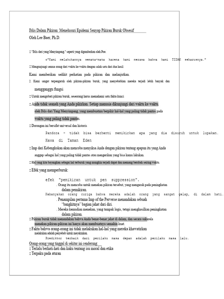 Iblis Pikiran - Obsesi Dan Kompulsi | PDF